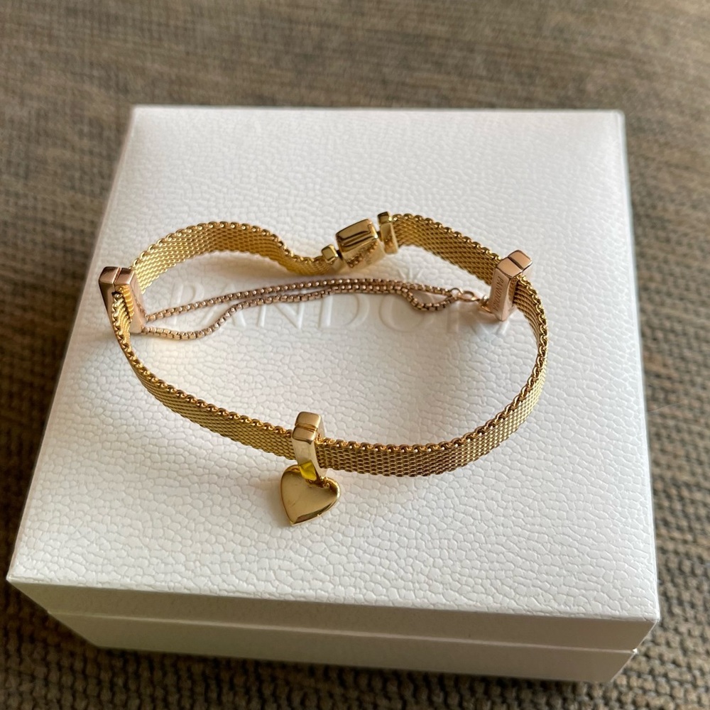 Pandora 14k Gold Plated Reflexion Mesh Bracelet W/ Pa… - Gem